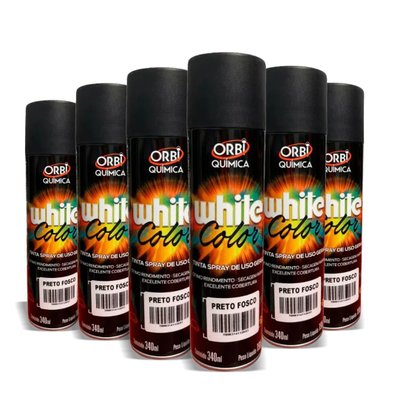 Tinta Spray White Color Uso Geral Preto Fosco 340ml Pistão Shop