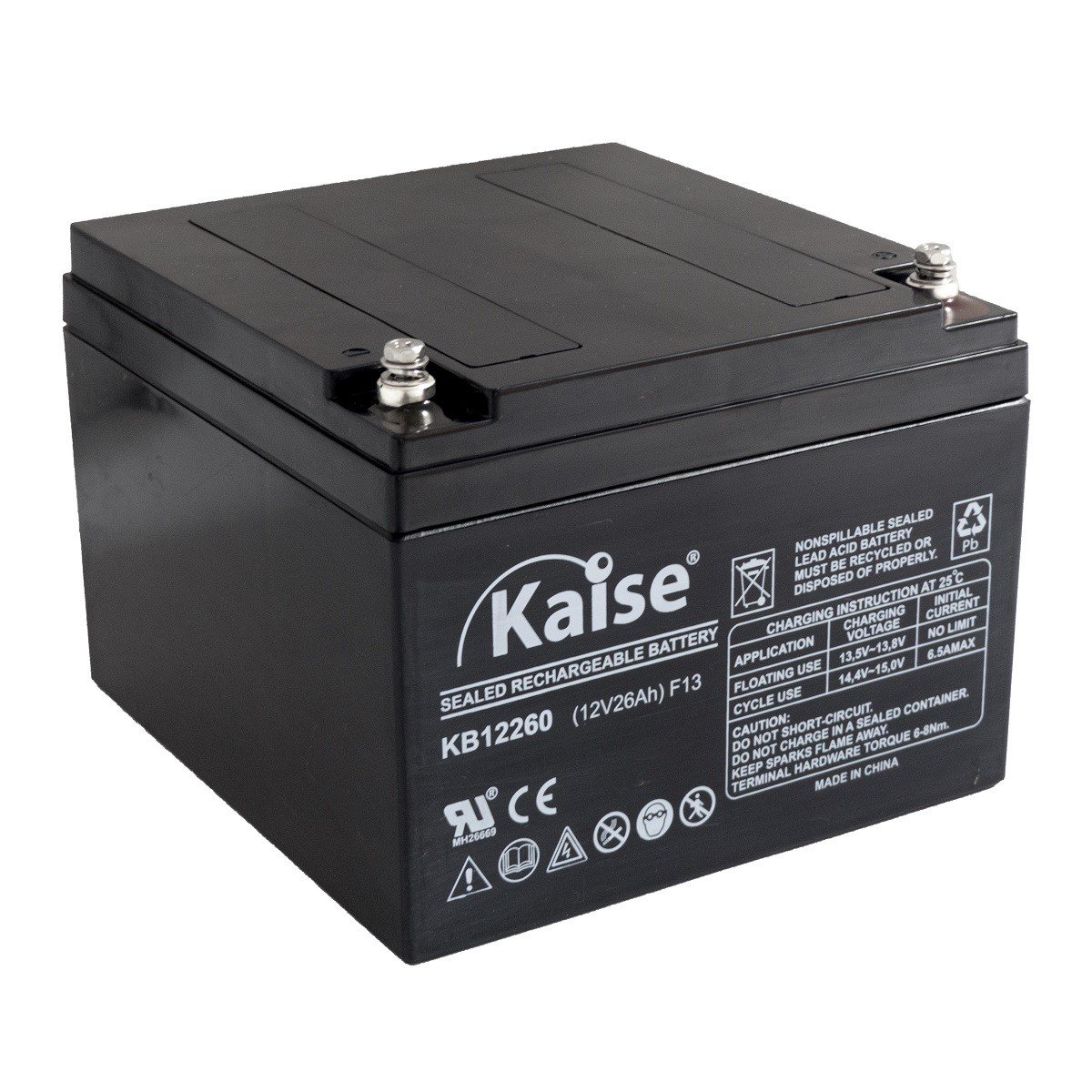 Bateria Estacionária VRLA 12V 26Ah Kaise KB12260 Pistão Shop